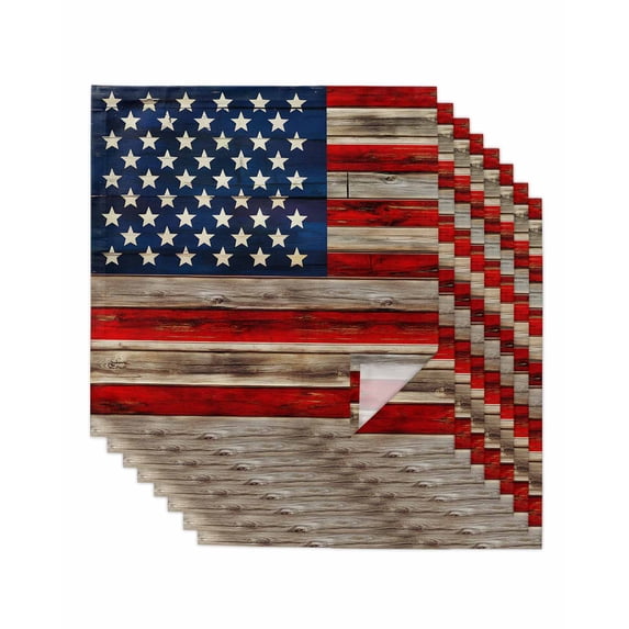 Cloth Napkins Set of 8 - 20x20 Inches, Vintage American Flag Washable ...