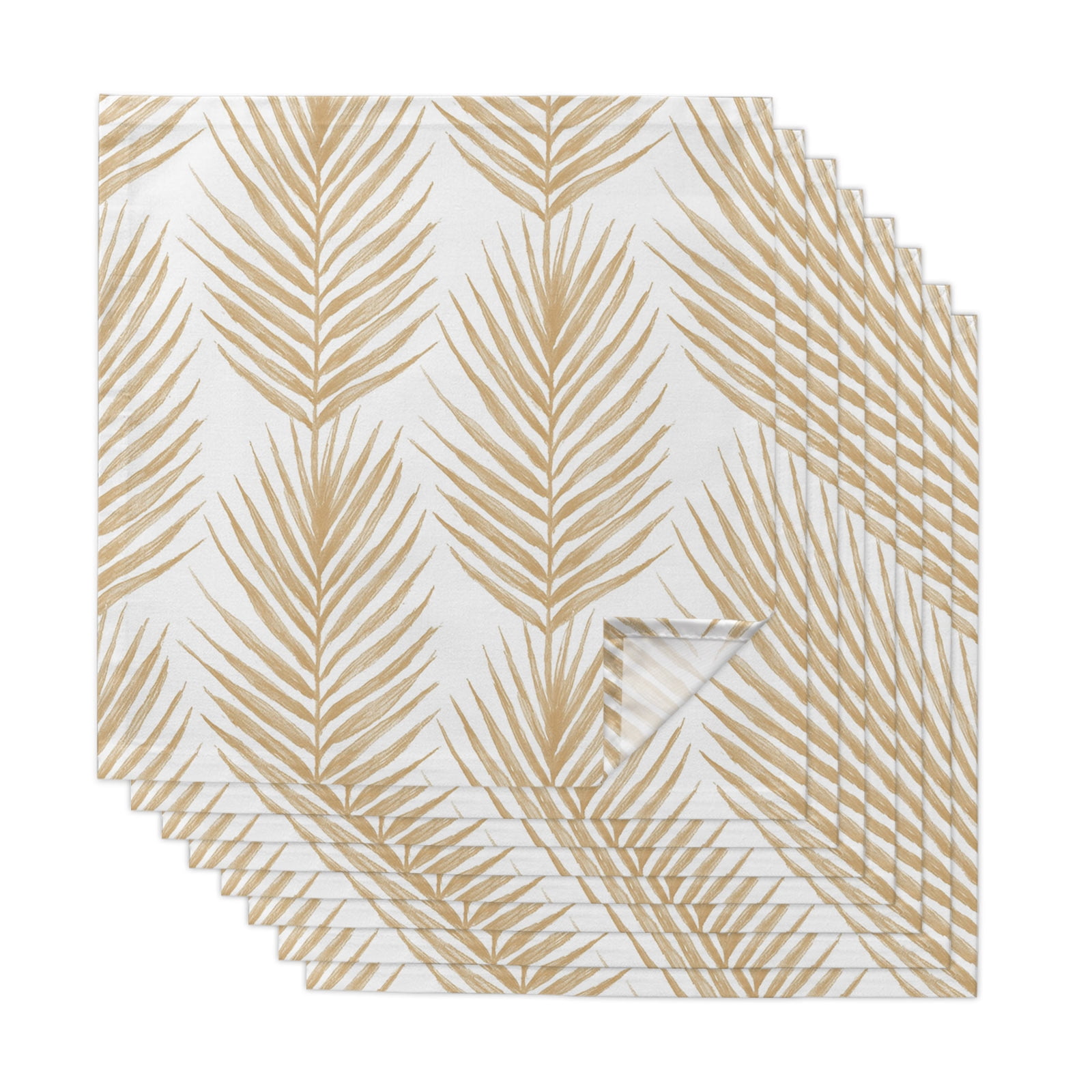 Cloth Napkins Set of 8 Beige Palm Leaves Cocktail Napkins Tropical ...