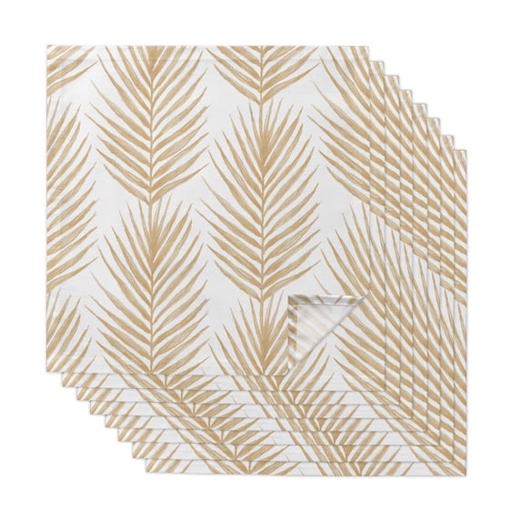 Cloth Napkins Set of 8 Beige Palm Leaves Cocktail Napkins Tropical ...