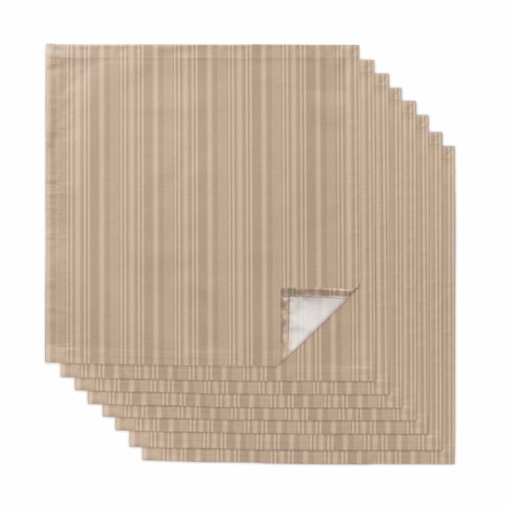 Cloth Napkins Set of 8 Beige Pinstripes Cocktail Napkins Bohemian Lines ...