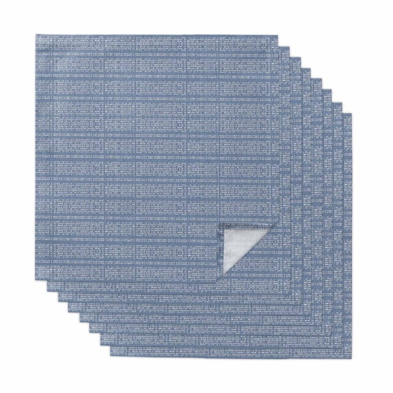 Cloth Napkins Set of 8 Blue Stripes Grain Cocktail Napkins Solid Color ...