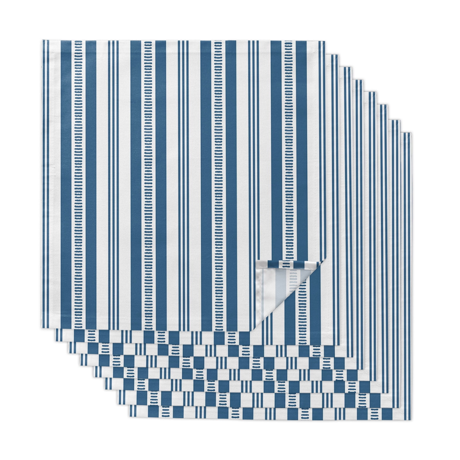 Cloth Napkins Set of 8 Blue White Stripes Cocktail Napkins Minimalist ...