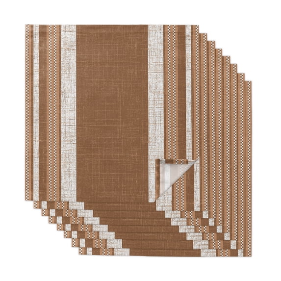 Cloth Napkins Set of 8 Brown Linen Stripes Cocktail Napkins Striped ...