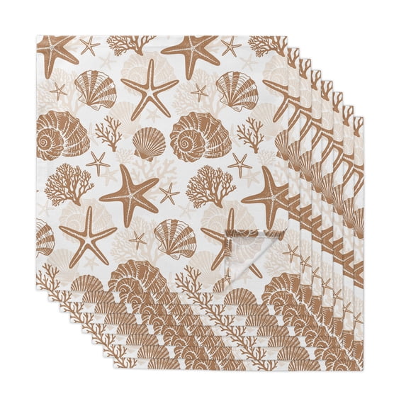 Cloth Napkins Set of 8 Coastal Starfish Shell Conch Cocktail Napkins ...