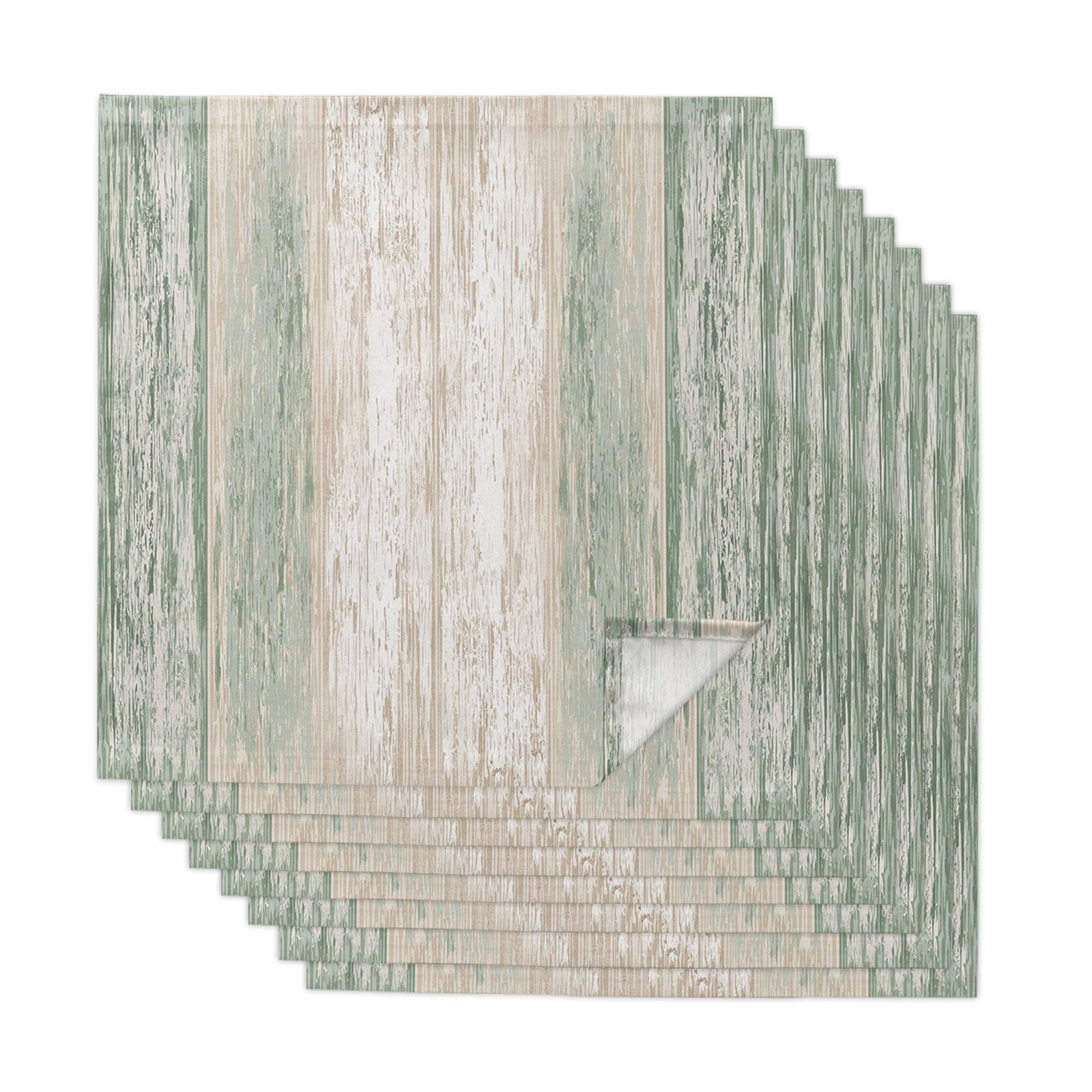 Cloth Napkins Set of 8 Green Wood Grain Cocktail Napkins Retro Wooden ...