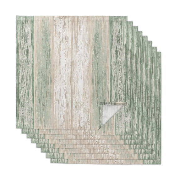 Cloth Napkins Set of 8 Green Wood Grain Cocktail Napkins Retro Wooden ...
