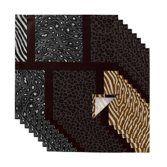 Cloth Napkins Set of 8 Leopard Zebra Print Cocktail Napkins Animal Fur ...