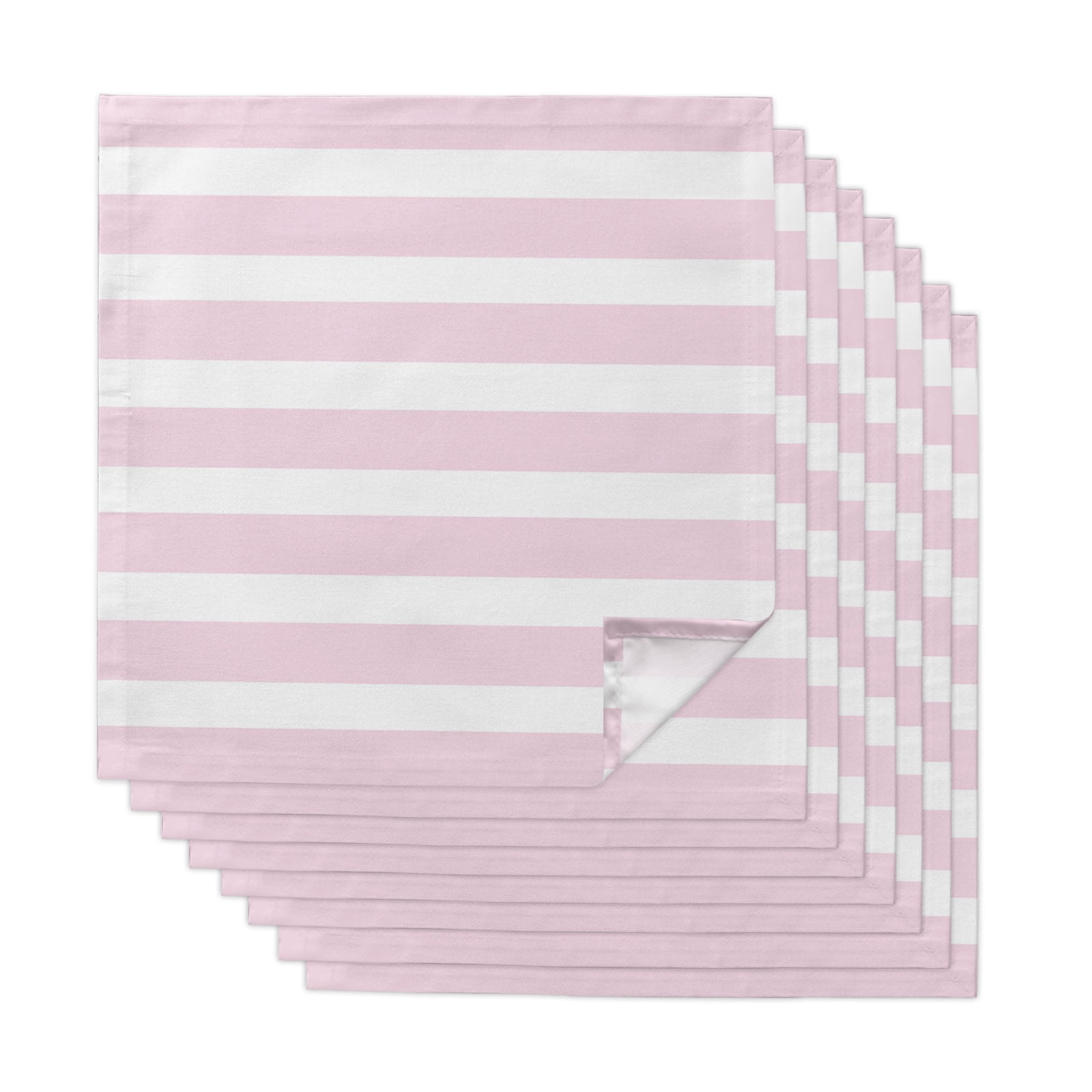 Cloth Napkins Set of 8 Pink Striped Cocktail Napkins Classic Stripes ...