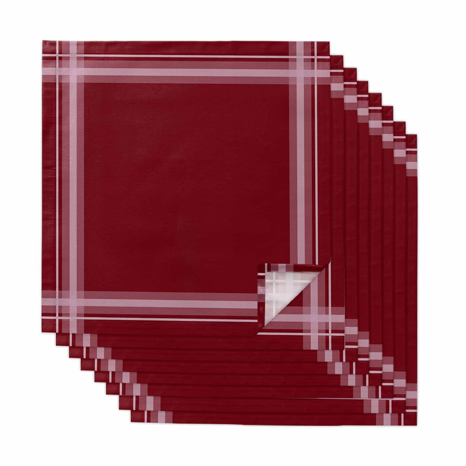Cloth Napkins Set of 8 Red Grid Cocktail Napkins Solid Color Lines ...