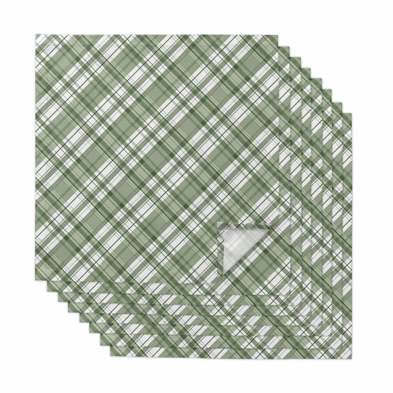 Cloth Napkins Set of 8 Sage Green Checked Plaid Cocktail Napkins ...