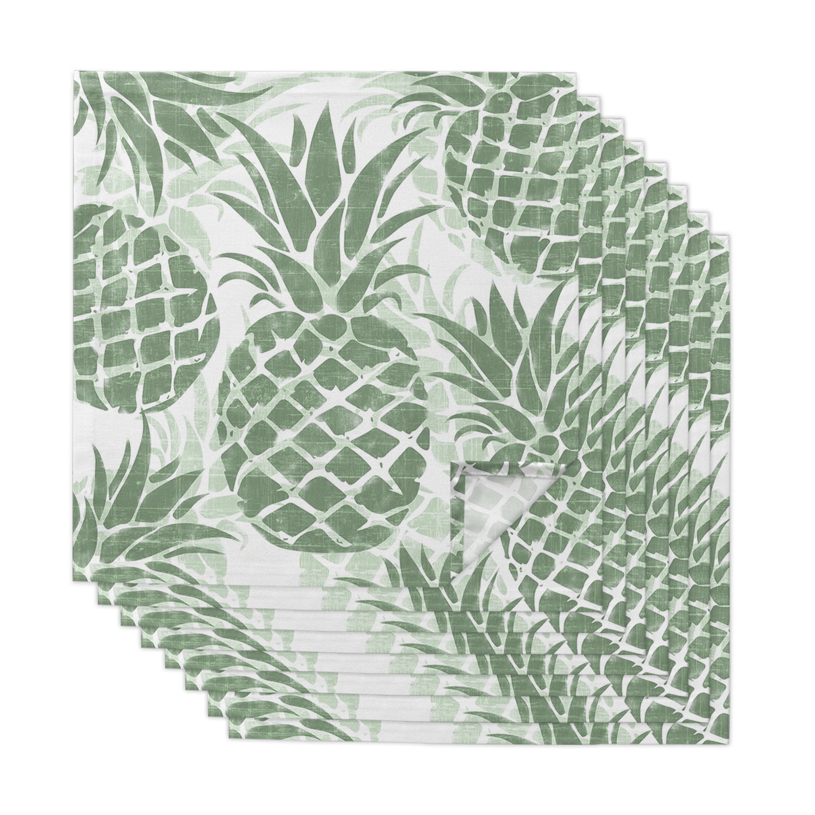 Cloth Napkins Set of 8 Sage Green Pineapple Cocktail Napkins Summer ...