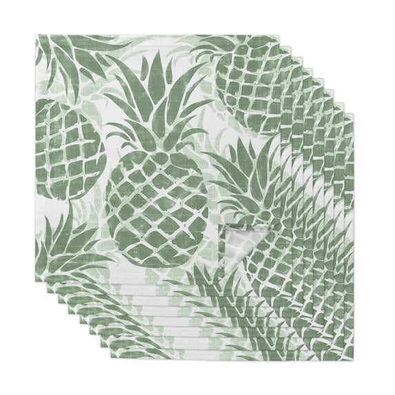 Cloth Napkins Set of 8 Sage Green Pineapple Cocktail Napkins Summer ...