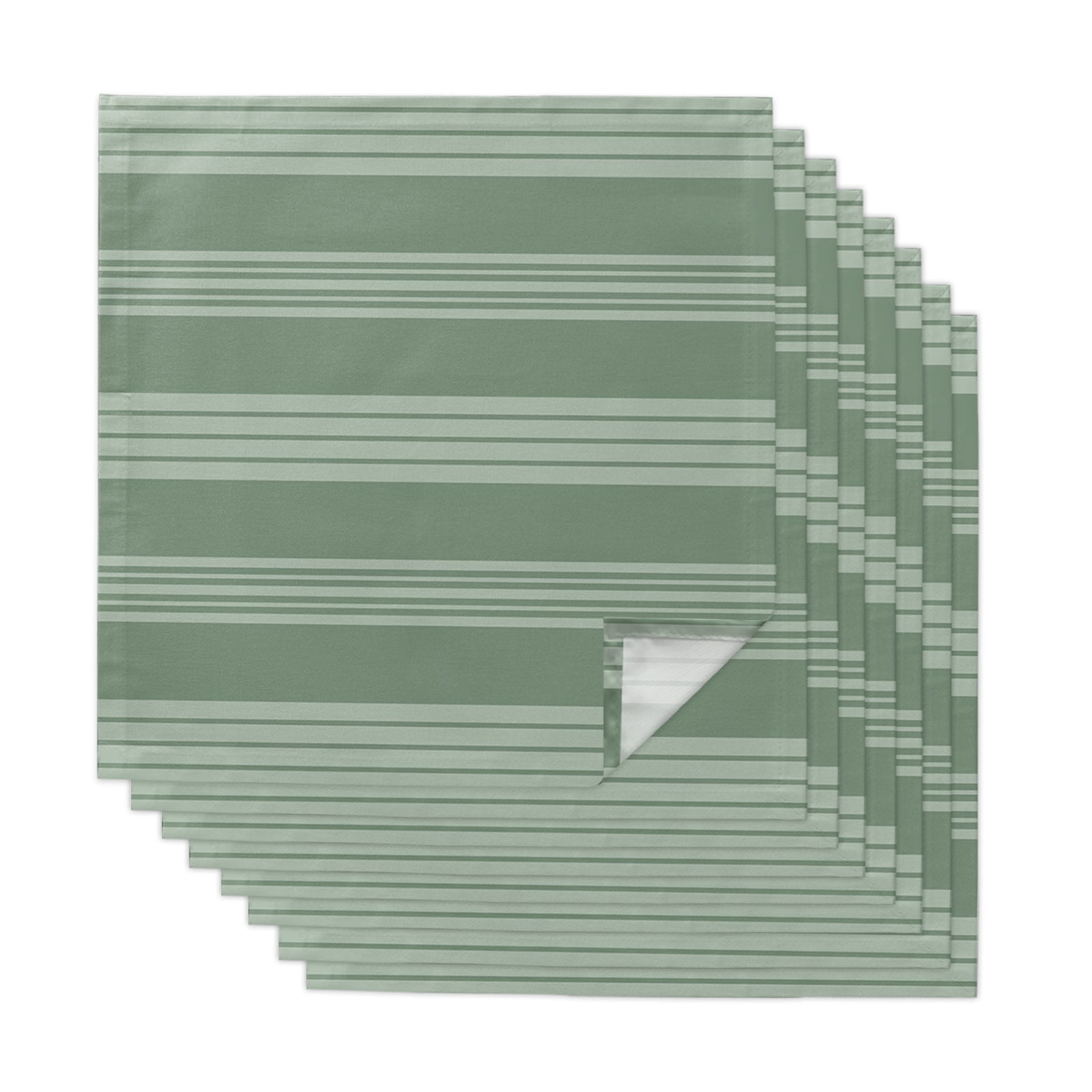 Cloth Napkins Set of 8 Sage Green Stripes Cocktail Napkins Horizontal ...