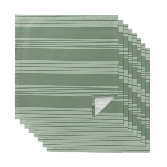 Cloth Napkins Set of 8 Sage Green Stripes Cocktail Napkins Horizontal ...