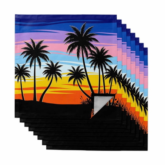 Cloth Napkins Set of 8 Summer Beach Sunset Sky Cocktail Napkins Coastal ...