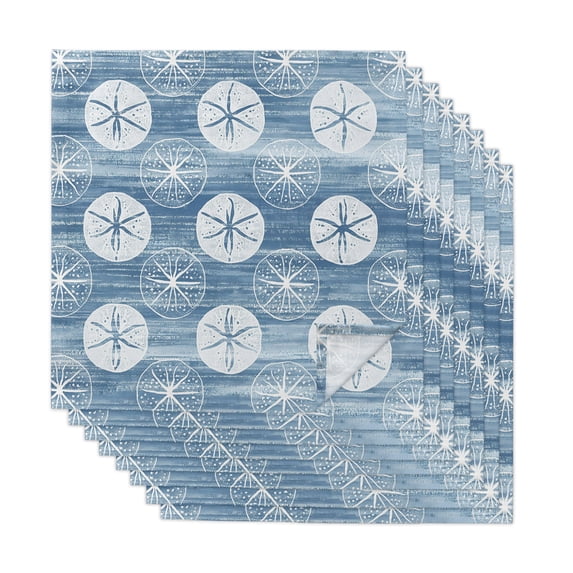 Cloth Napkins Set of 8 Summer Ocean Cocktail Napkins Light Blue Sand ...