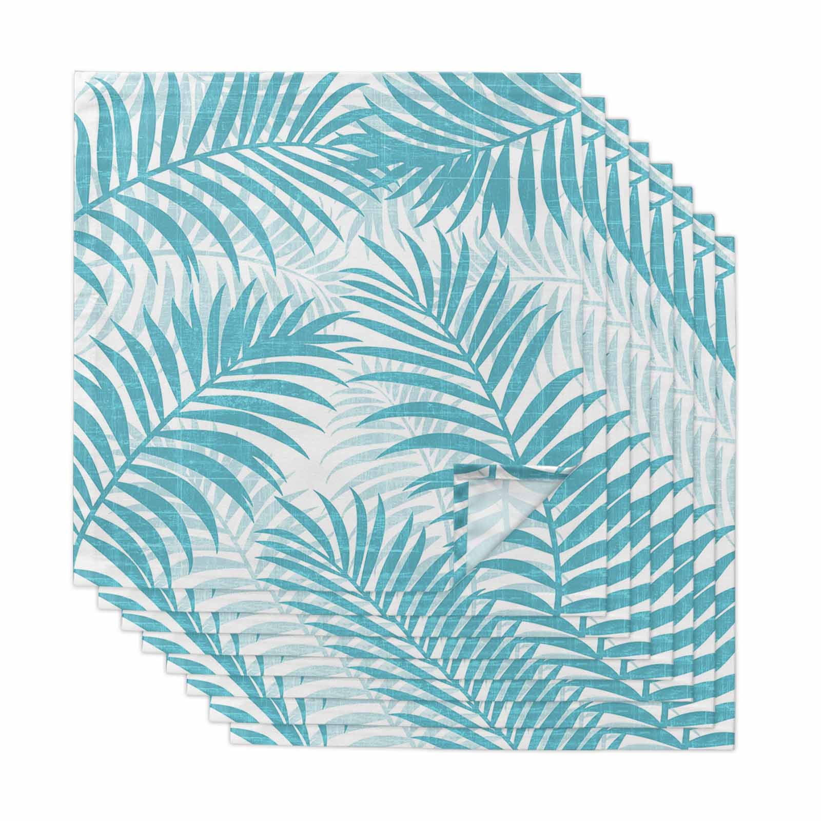 Cloth Napkins Set of 8 Summer Palm Leaves Cocktail Napkins AquaTropical ...