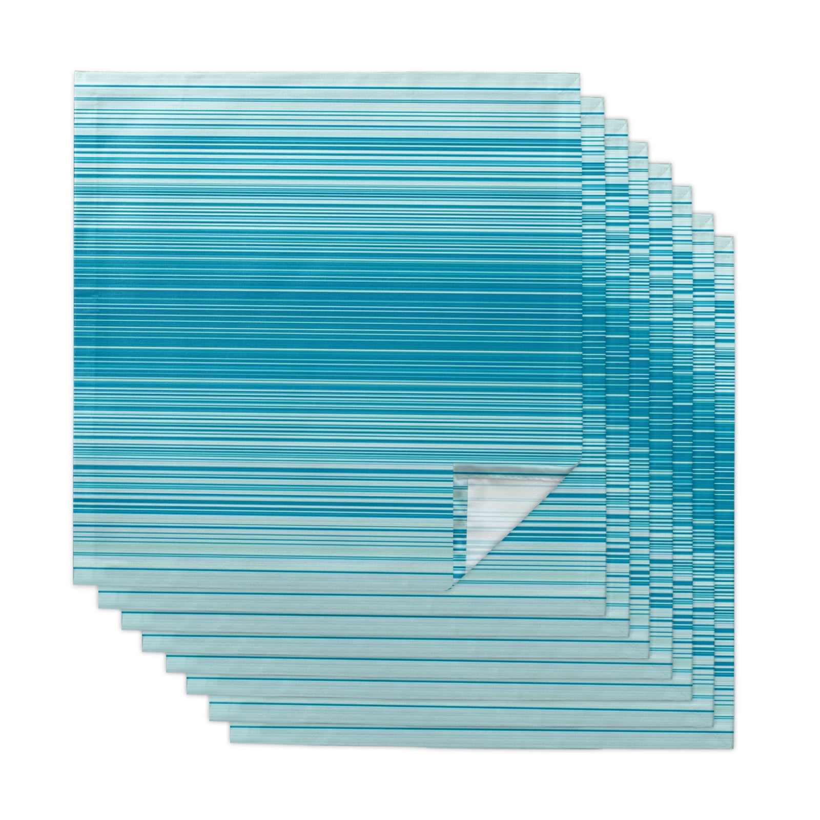 Cloth Napkins Set of 8 Teal Blue Lines Waves Cocktail Napkins Horizon ...