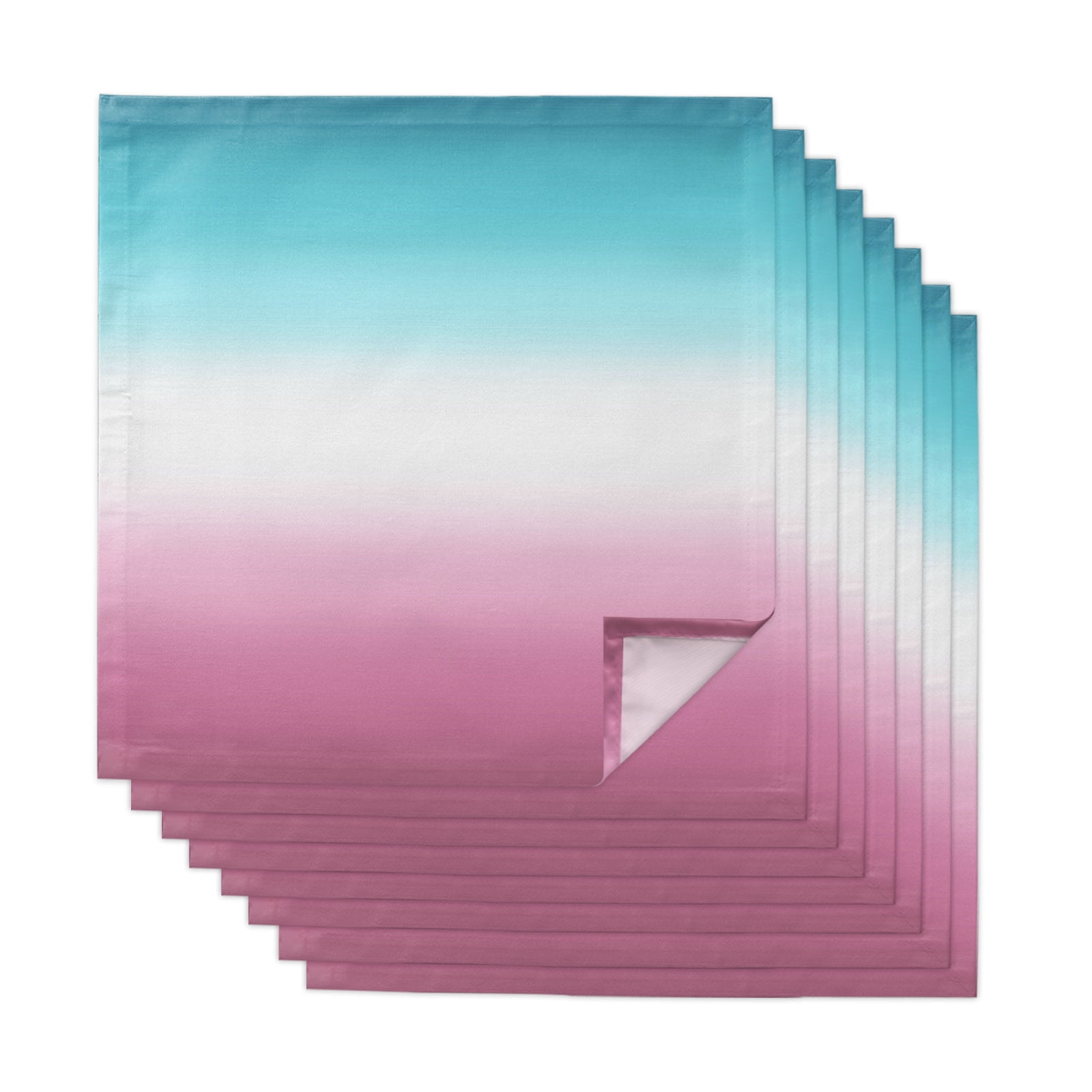 Cloth Napkins Set of 8 Teal White Pink Cocktail Napkins Gradient Color ...