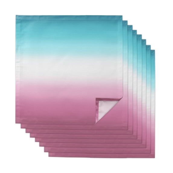 Cloth Napkins Set of 8 Teal White Pink Cocktail Napkins Gradient Color ...