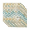 Cloth Napkins Set of 8 Teal Yellow Boho Geometric Cocktail Napkins ...