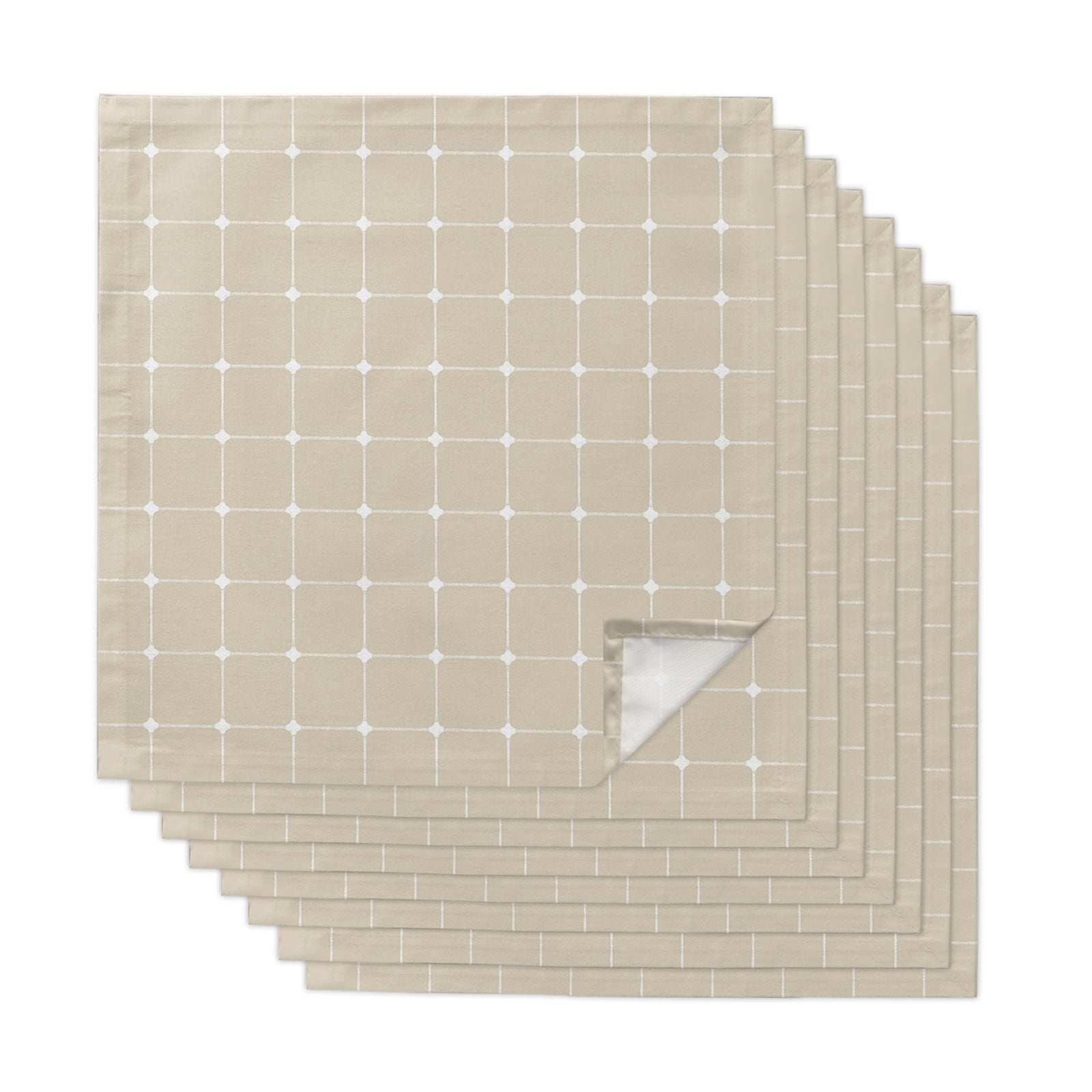 Cloth Napkins Set of 8 White Dots Grid Lines Cocktail Napkins Intersect ...