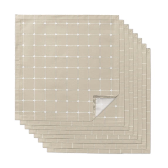 Cloth Napkins Set of 8 White Dots Grid Lines Cocktail Napkins Intersect ...