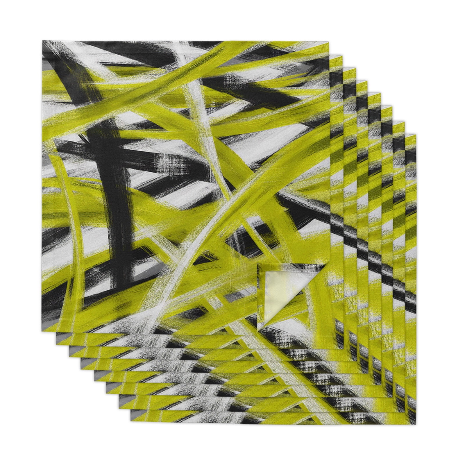 Cloth Napkins Set of 8 Yellow Graffiti Lines Cocktail Napkins Twist ...