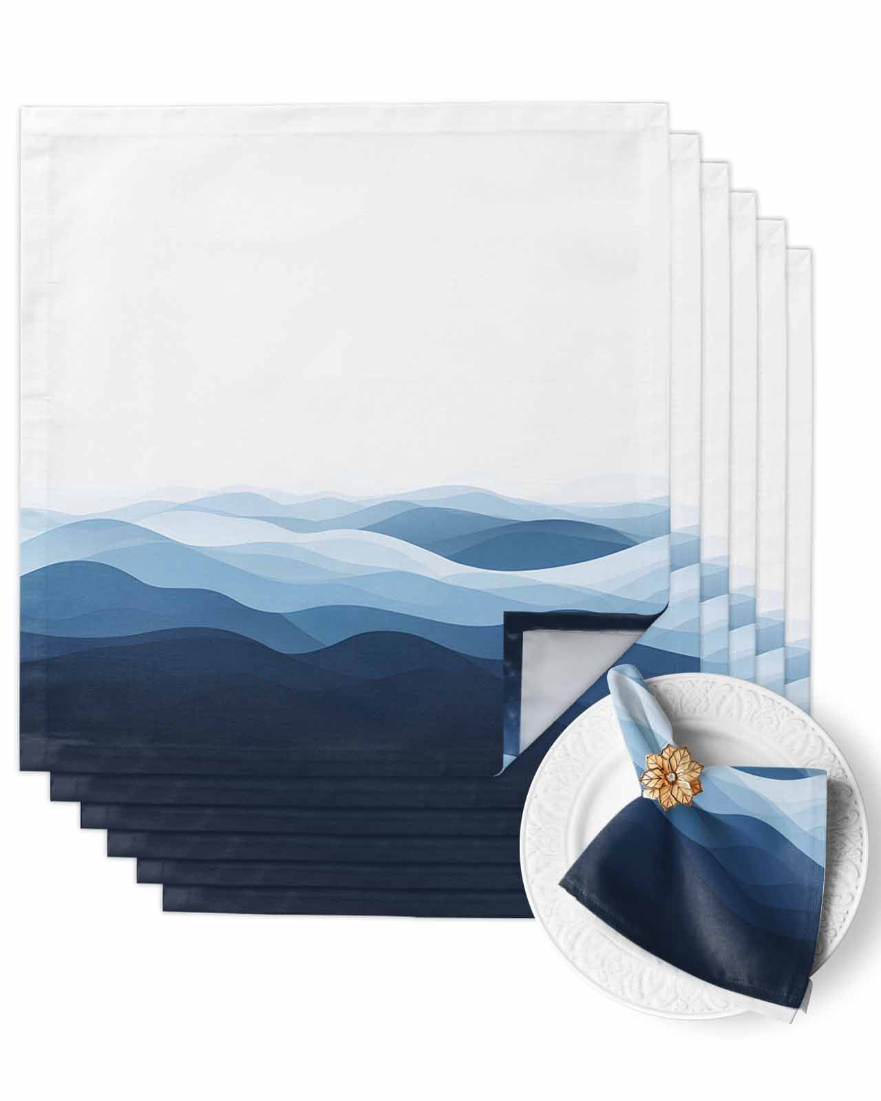 Cloth Napkins Summer Marine Ocean Sea Wave Washable Soft Kitchen Dinner ...