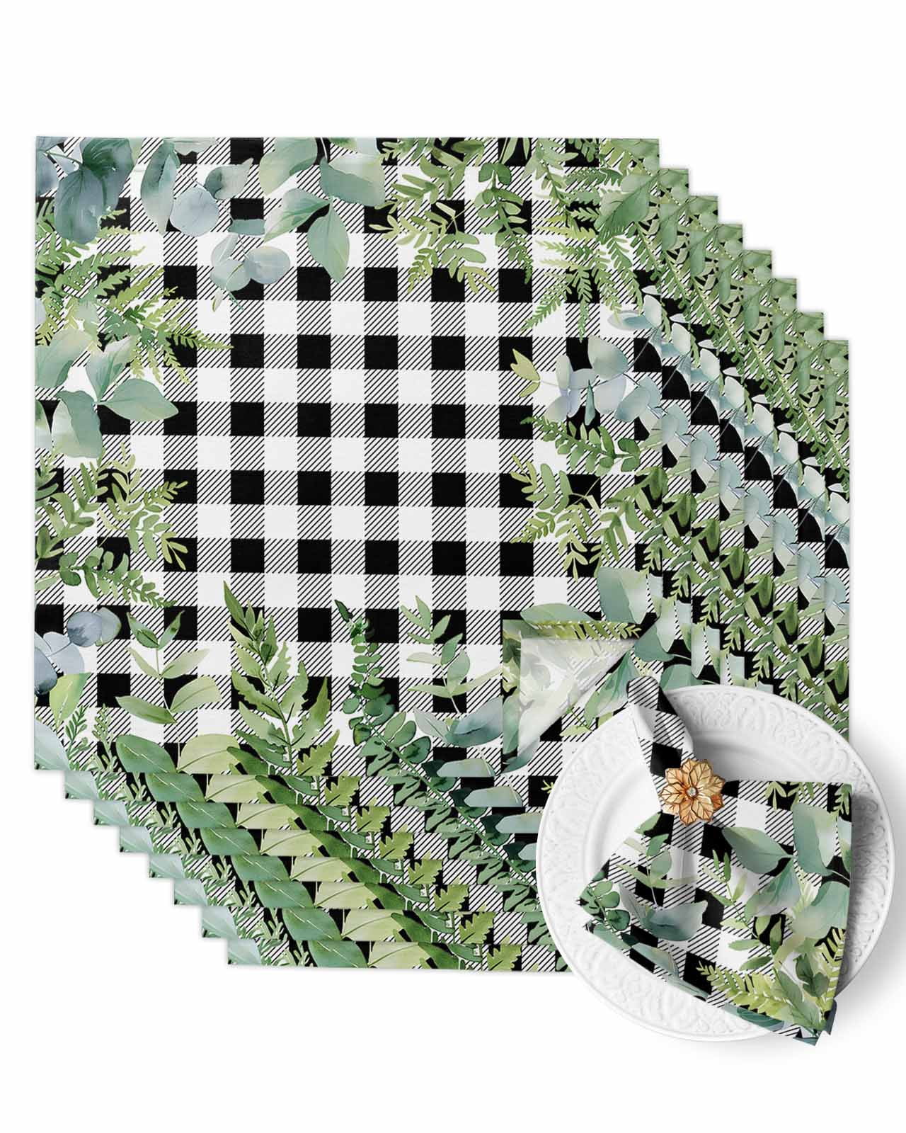 Cloth Napkins Summer Rustic Eucalyptus Leaf Washable Soft Kitchen ...