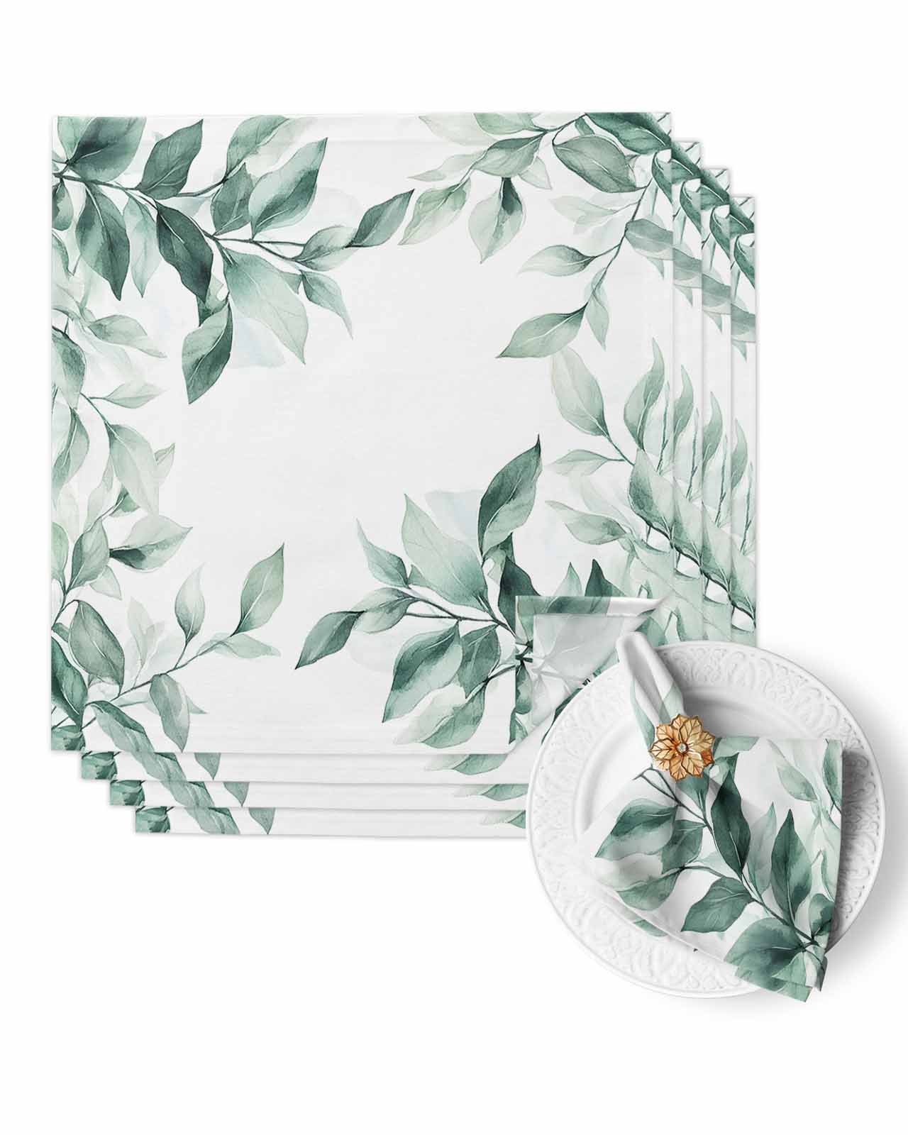 Cloth Napkins Summer Watercolor Tropical Leaf Washable Soft Kitchen ...