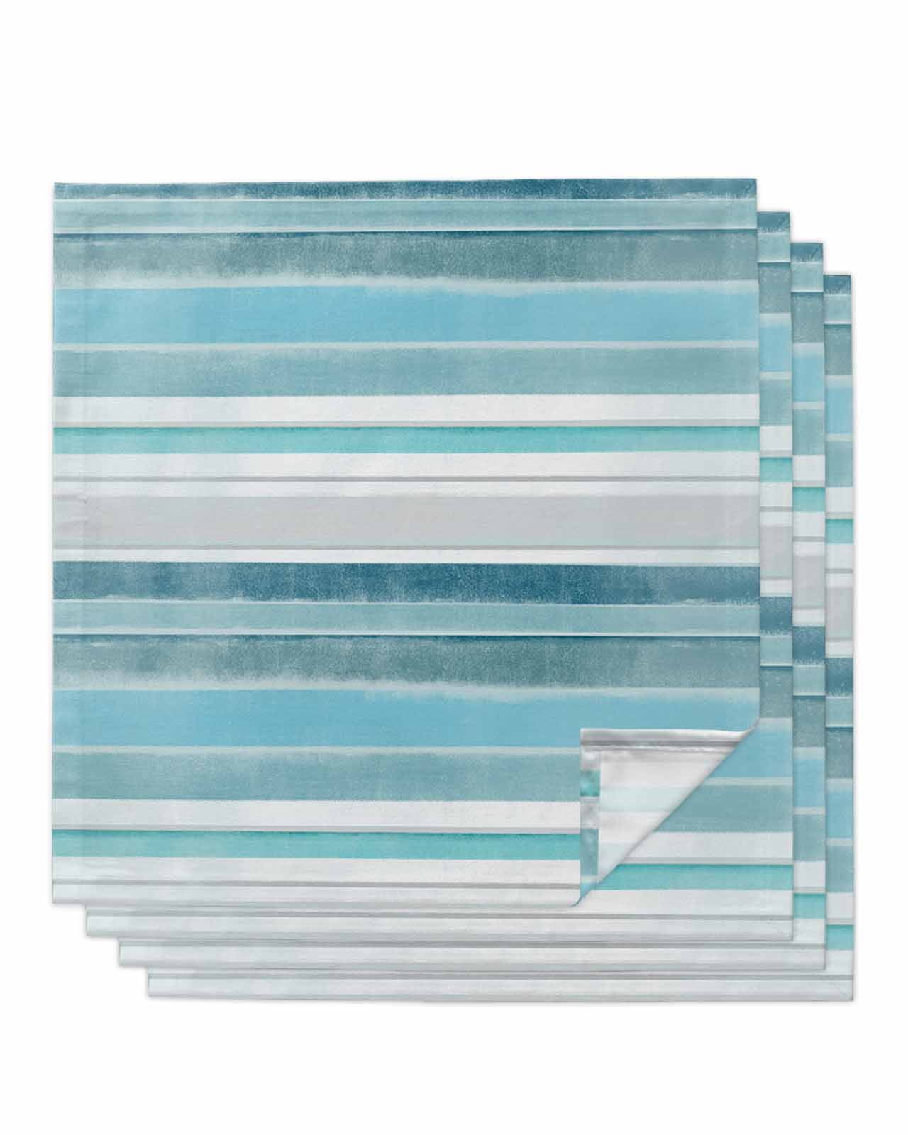 Cloth Napkins Turquoise Stripes Abstract Art Washable Soft Kitchen ...