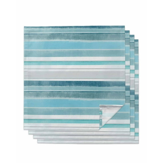 Cloth Napkins Turquoise Stripes Abstract Art Washable Soft Kitchen ...