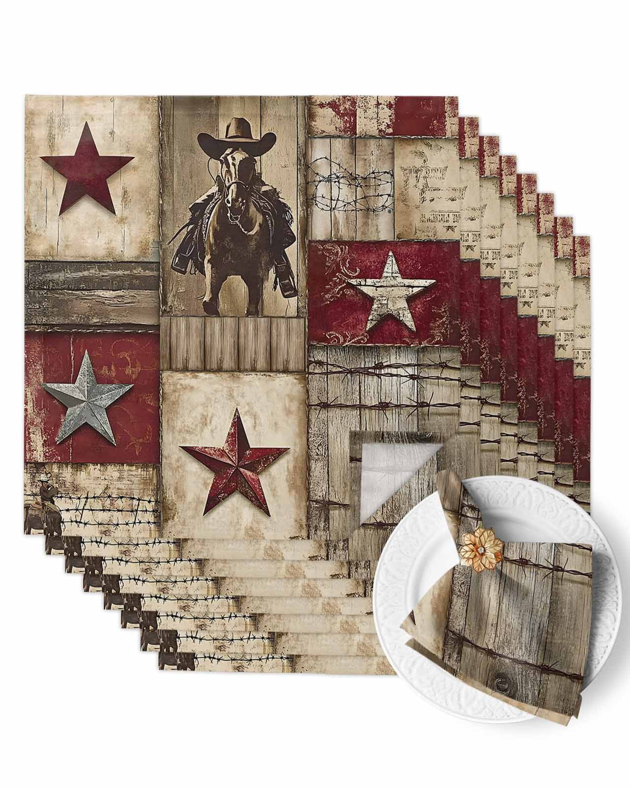 Cloth Napkins Vintage Texas Western Country Star Washable Soft Kitchen ...