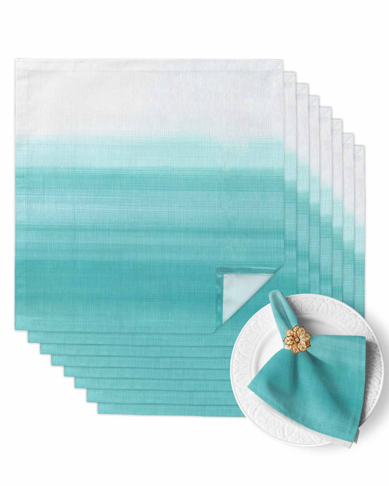 Cloth Napkins Watercolor Aqua White Gradient Washable Soft Kitchen ...