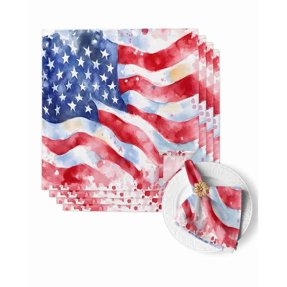 Cloth Napkins Retro White Stars on Red Wooden Washable Soft Kitchen ...