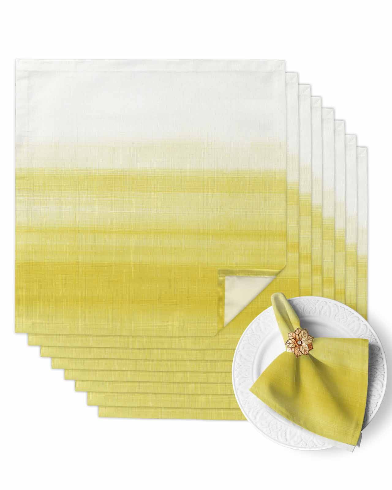 Cloth Napkins Watercolor Yellow White Ombre Washable Soft Kitchen ...
