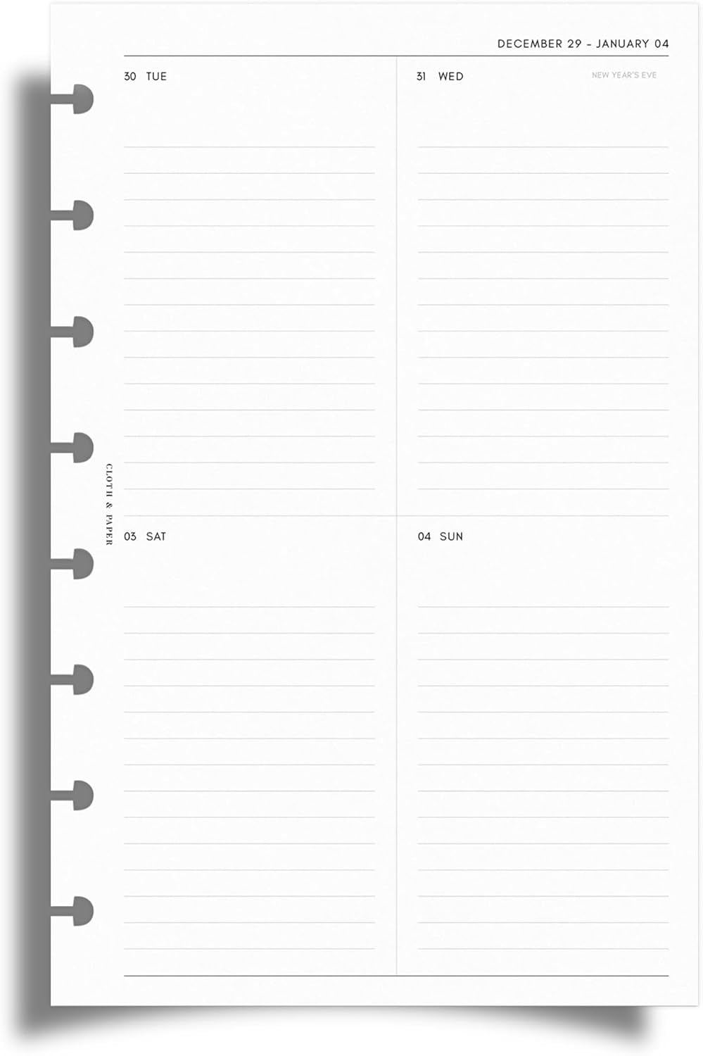 Cloth & Paper 2026 Dated Weekly Planner Inserts - Monday Start | Half ...