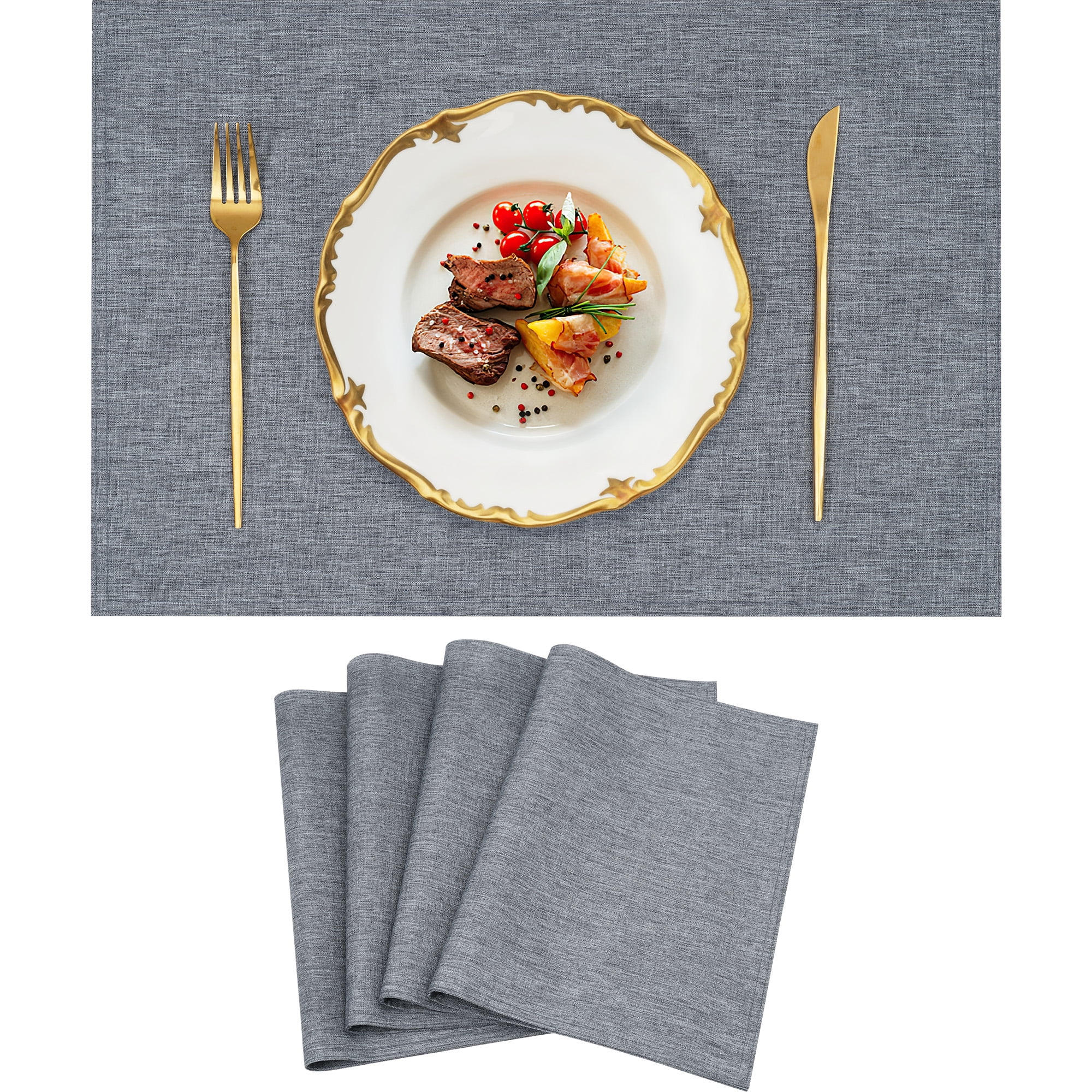 VCVCOO Cloth Placemats Set of 4, Polyester Blend Machine Washable Linen ...