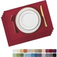 Cloth Placemats Set of 4 Red Linen for Dinner Heat Resistant Dining ...