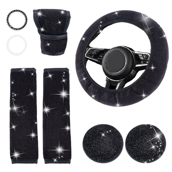 Cloth Steering Wheel Covers Safe Non Slip Car Accessory with Rhinestone ...