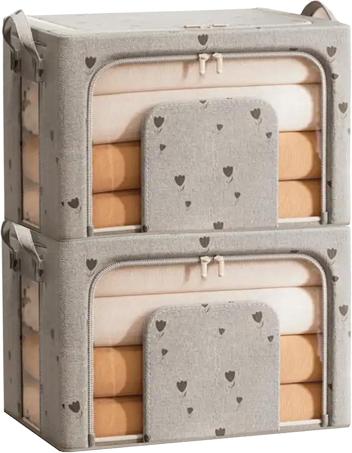 Cloth Storage Organizer Box, Stackable and Foldable Storage Bin Bags- 2 ...