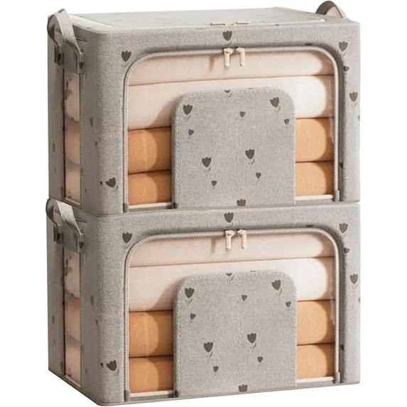 Cloth Storage Organizer Box, Stackable and Foldable Storage Bin Bags- 2 ...
