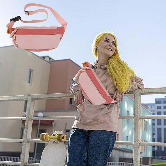 Cloth Waist Bag with Large Zipper Pocket, Adjustable Shoulder Strap for ...