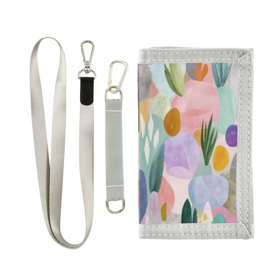Cloth Wallet with Lanyard & Multiple Compartments Fashion Purse Zipper ...