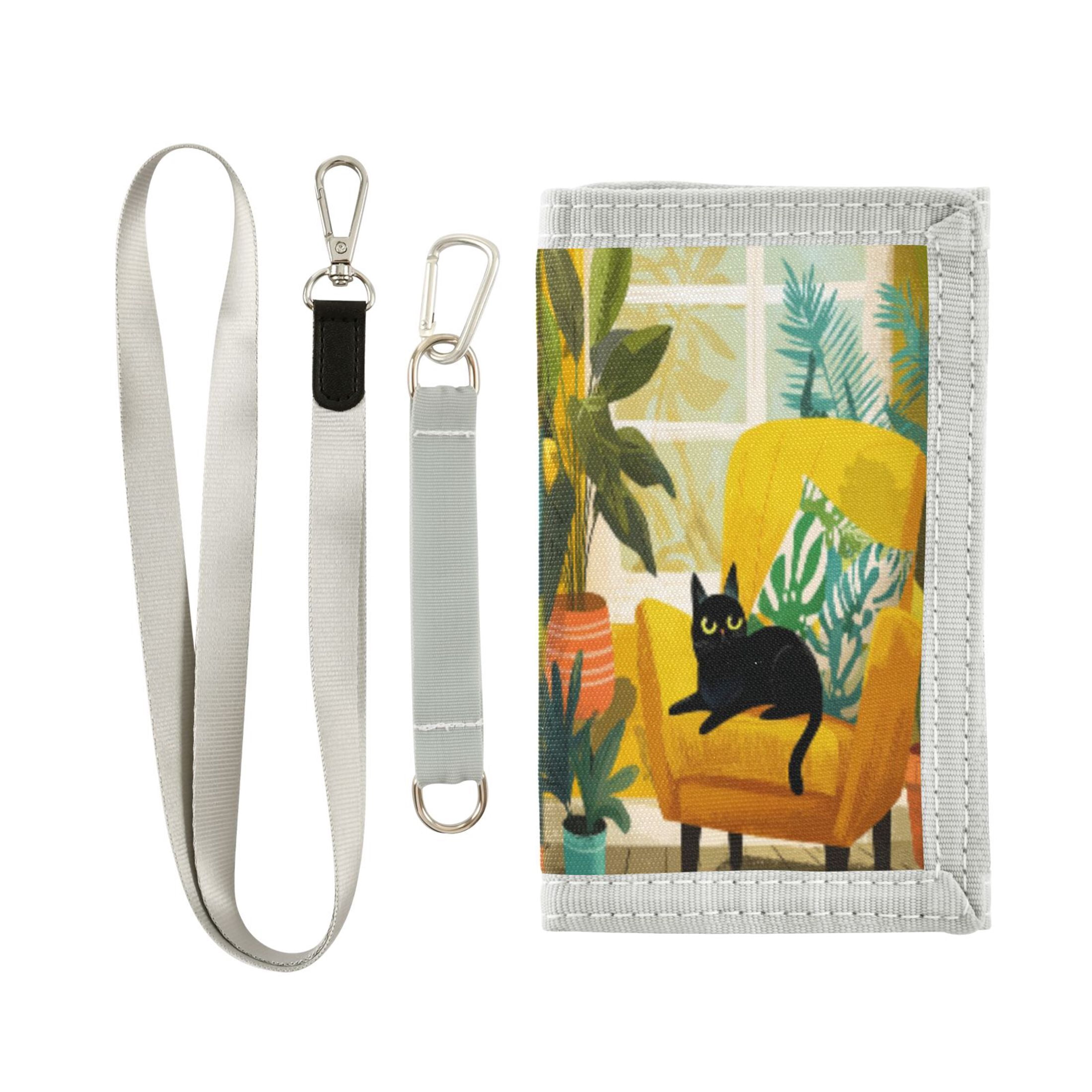 Cloth Wallet with Lanyard & Multiple Compartments Fashion Purse Zipper ...