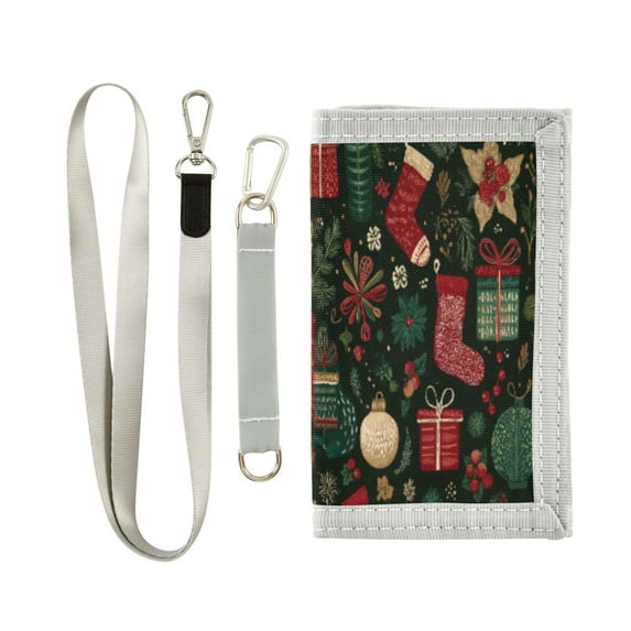 Cloth Wallet with Lanyard & Multiple Compartments Fashion Purse Zipper ...