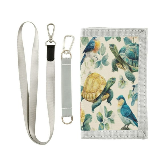 Cloth Wallet with Lanyard & Multiple Compartments Fashion Purse Zipper ...