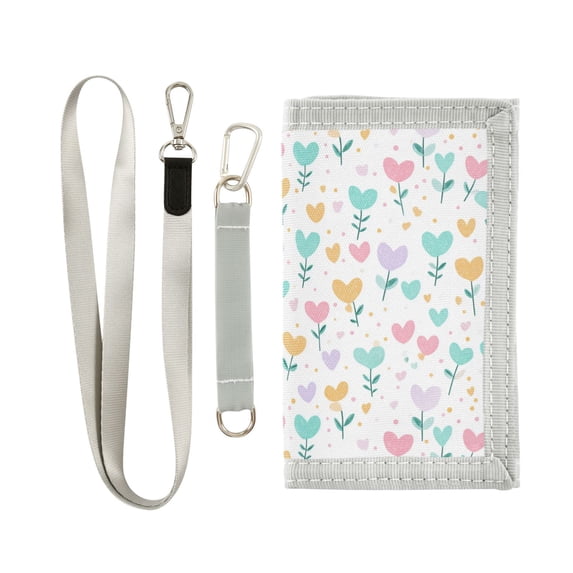 Cloth Wallet with Lanyard & Multiple Compartments Fashion Purse Zipper ...