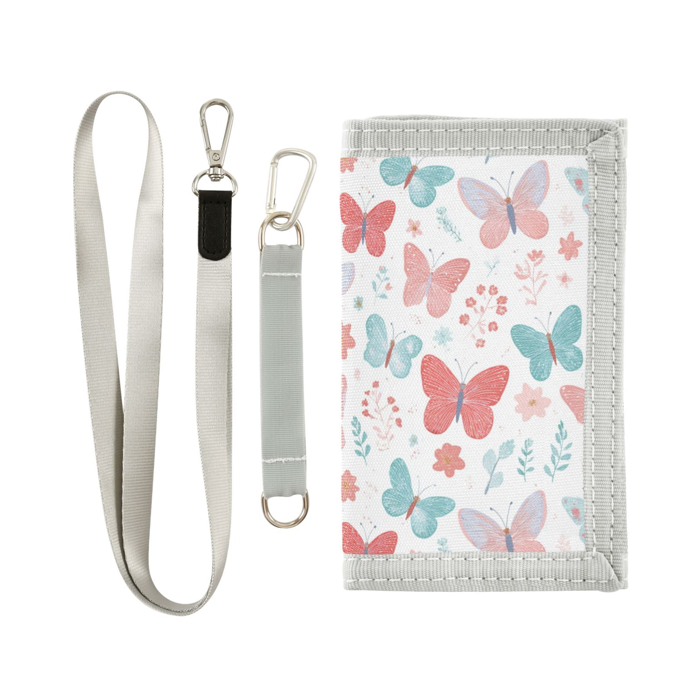 Cloth Wallet with Lanyard & Multiple Compartments Fashion Purse Zipper ...